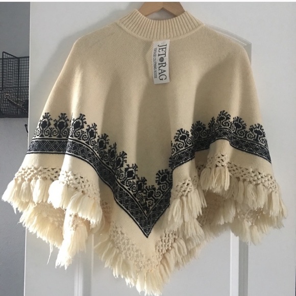 jet rag | Sweaters | Jet Rag Asymmetrical Zipper Front Wool Poncho ...